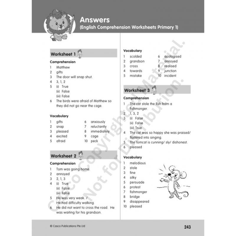 English Comprehension Worksheets Primary 1 English Comprehension Worksheets Primary 1